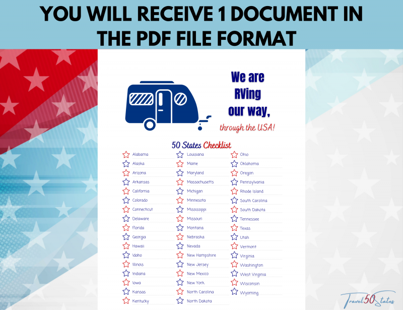 RVing the 50 United States Checklist PRINTABLE