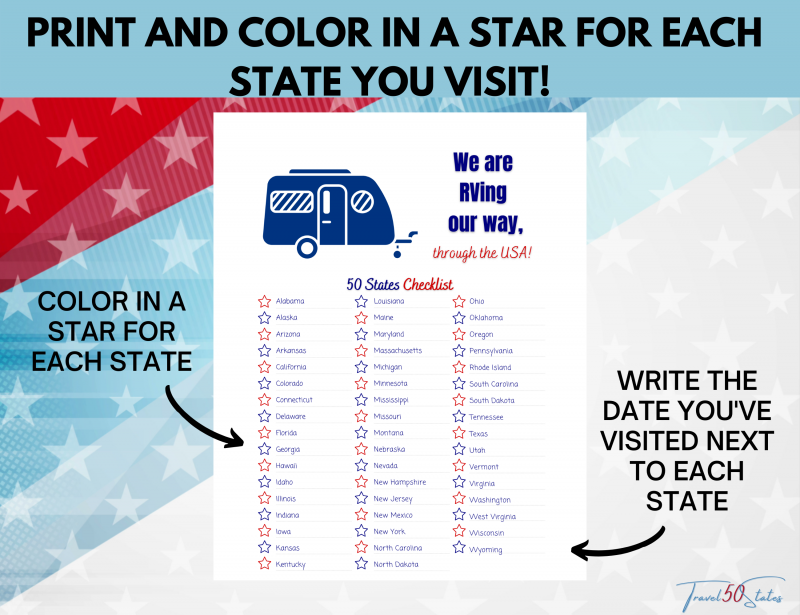RVing the 50 United States Checklist PRINTABLE