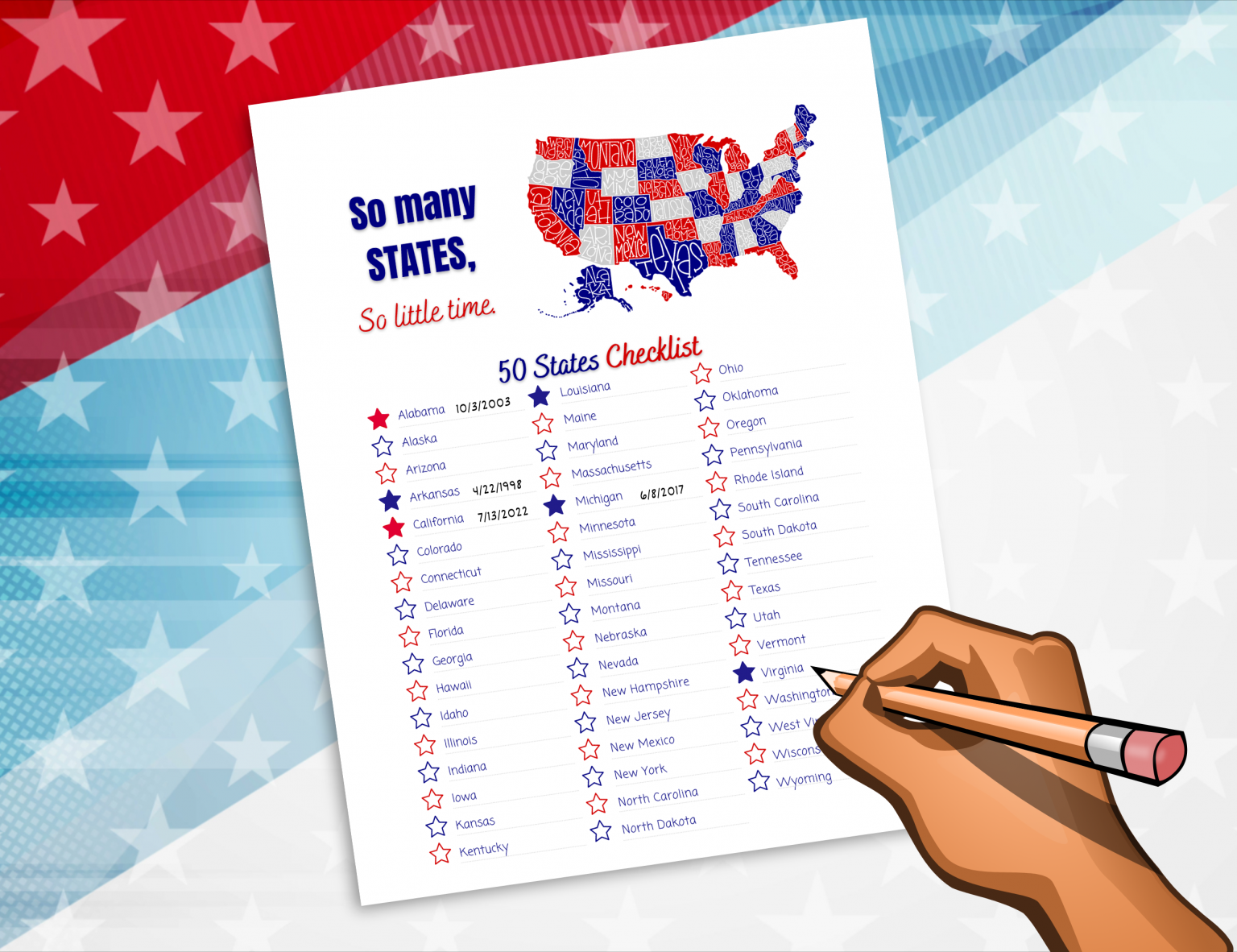 So Many States 50 United States Checklist PRINTABLE