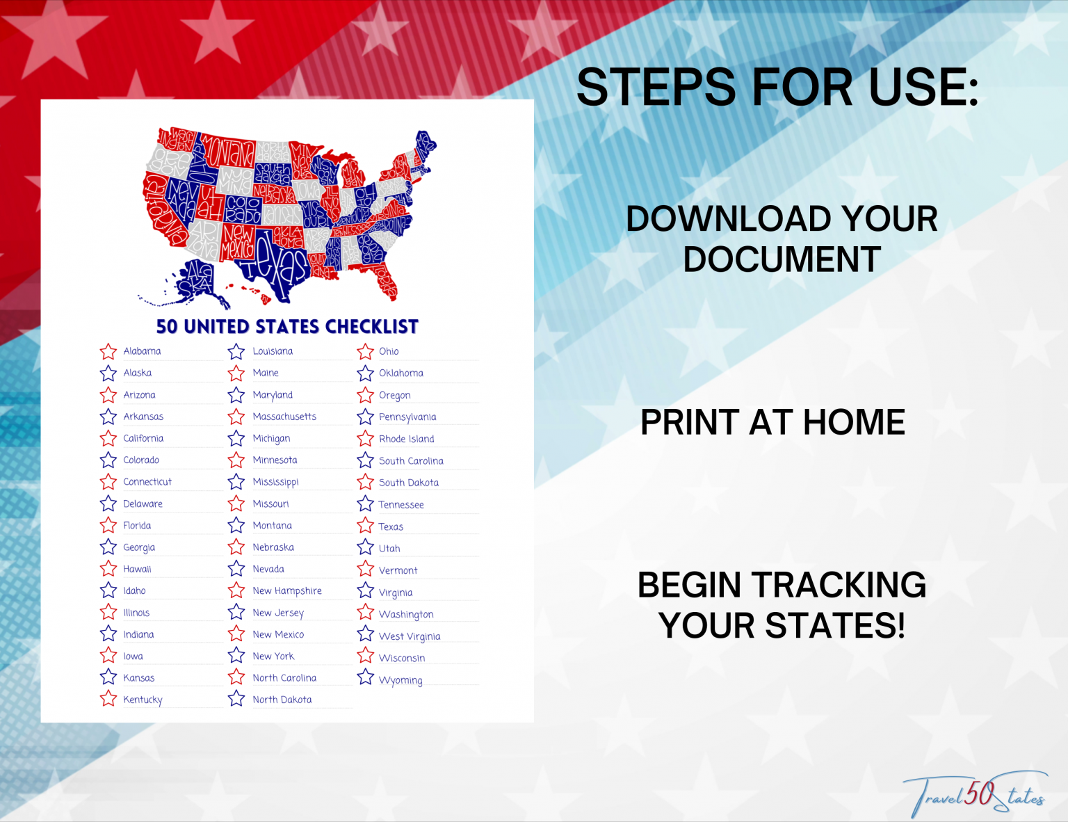 50 United States Checklist PRINTABLE