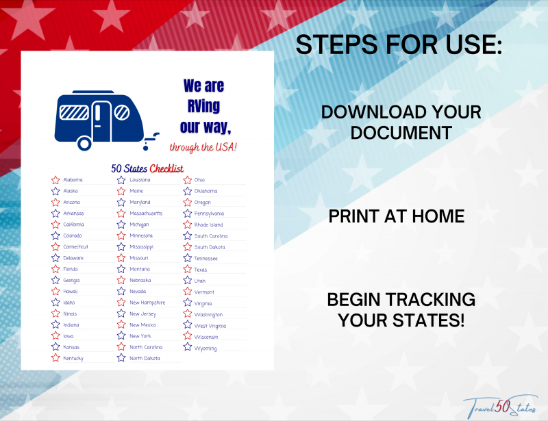 RVing the 50 United States Checklist PRINTABLE