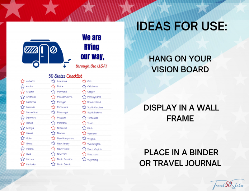 RVing the 50 United States Checklist PRINTABLE