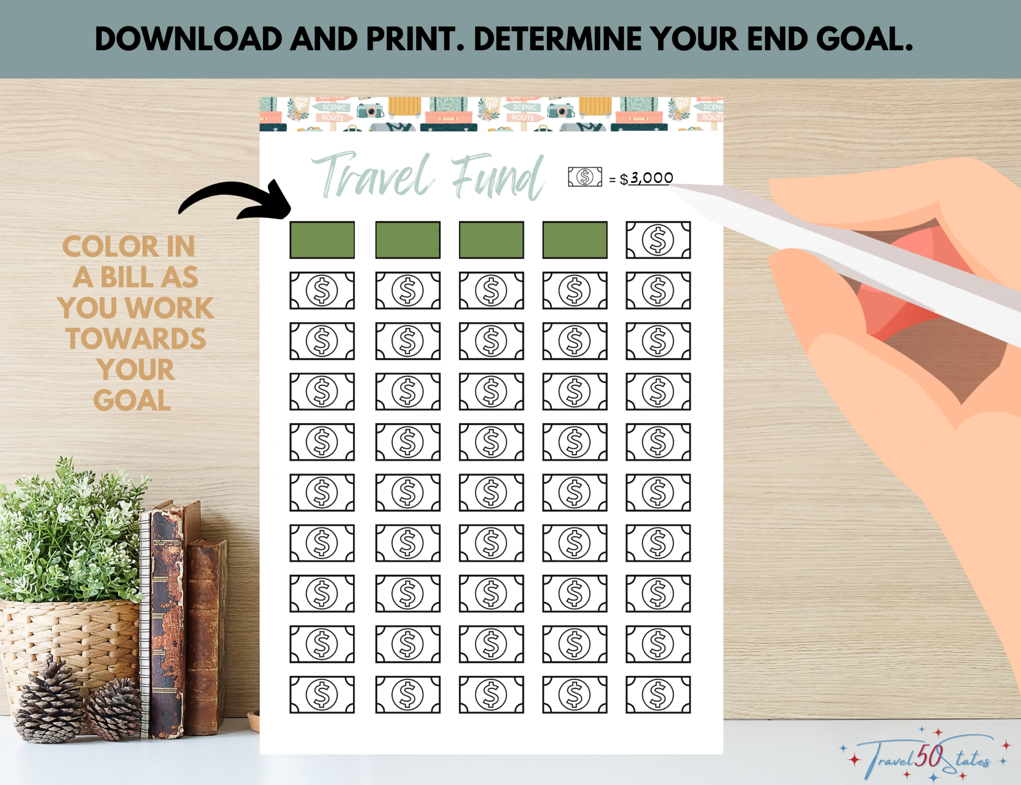 Travel Fund Savings Tracker Printable