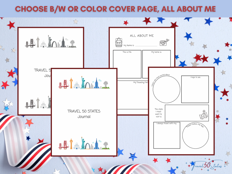 Travel 50 States Journal for Kids PRINTABLE Bundle