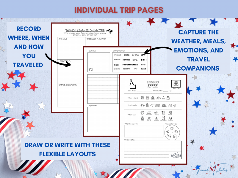 Travel 50 States Journal for Kids PRINTABLE Bundle