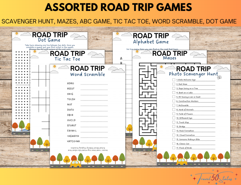 Road Trip Games and Activities Printable Bundle