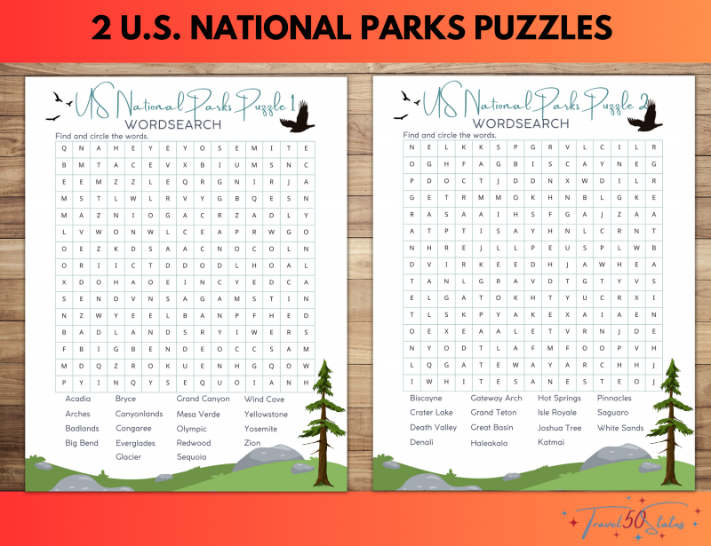 USA Travel Word Search Printable Bundle